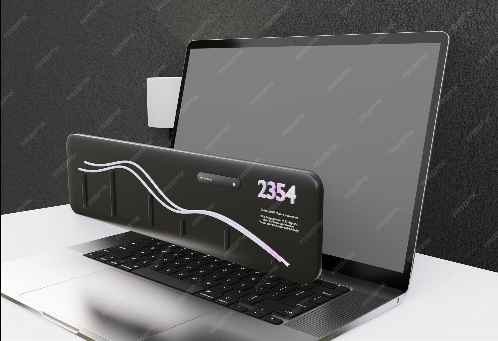 Premium Photo | Laptop desktop 3d illustration data analytics website ...