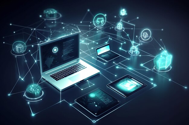 Premium Photo Laptop And Smart Connected Objects Iot