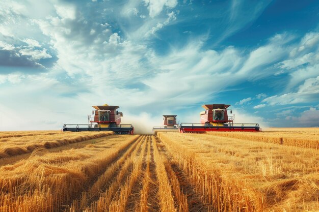 Large combine harvesters parked in agriculturic field | Premium AI ... Large combine harvesters parked in agriculturic field | Premium AI ...