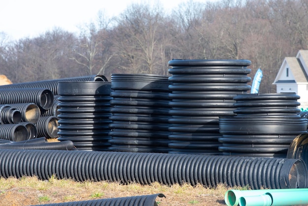 Premium Photo | Large diameter plastic pipes Premium Photo | Large diameter plastic pipes