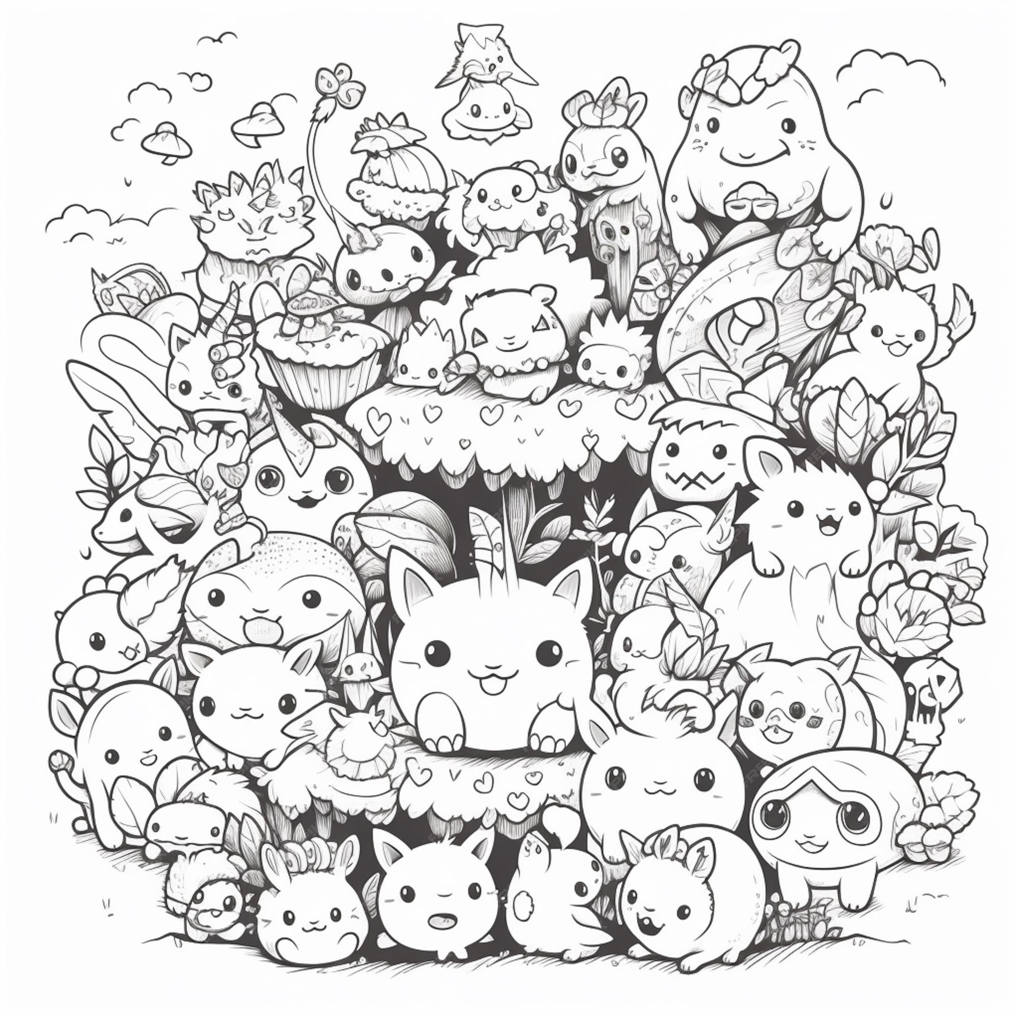 Premium Photo | A large group of cartoon pokemons are gathered together ... Premium Photo | A large group of cartoon pokemons are gathered together ...