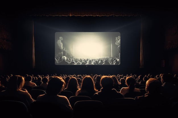 Premium Photo | A large group of people captivated by a movie playing ... Premium Photo | A large group of people captivated by a movie playing ...