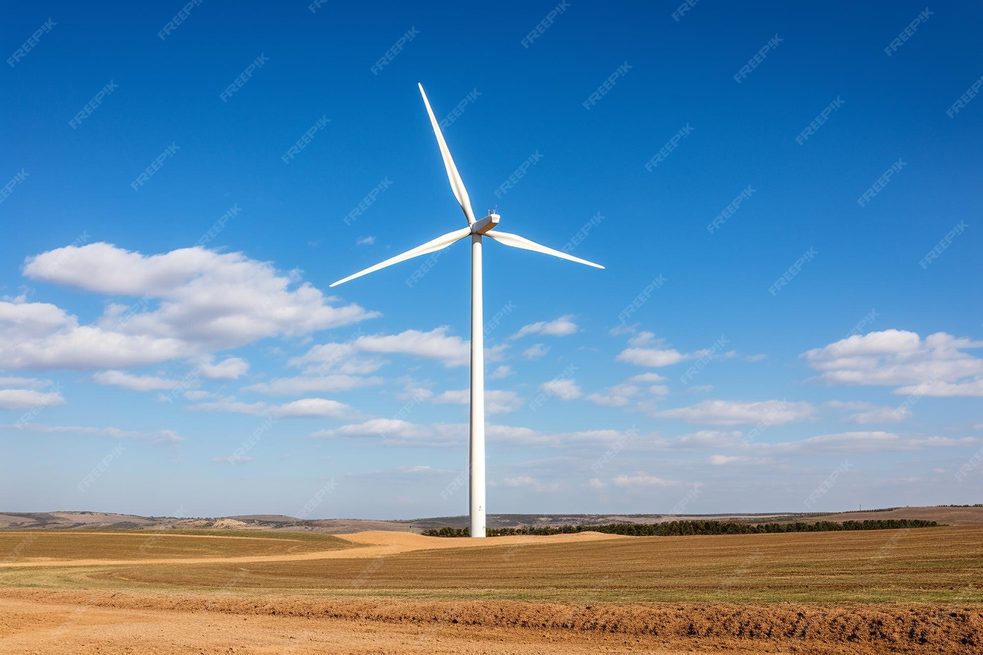 Premium AI Image | A Large Wind Turbine in an Expansive Field Premium AI Image | A Large Wind Turbine in an Expansive Field