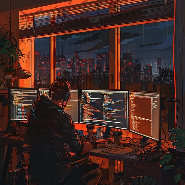 Late_Night_Coding_Developer | Premium AI-generated image Late_Night_Coding_Developer | Premium AI-generated image