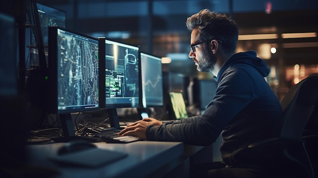 Premium AI Image | Late Night Coding Session with Expert Engineer Premium AI Image | Late Night Coding Session with Expert Engineer