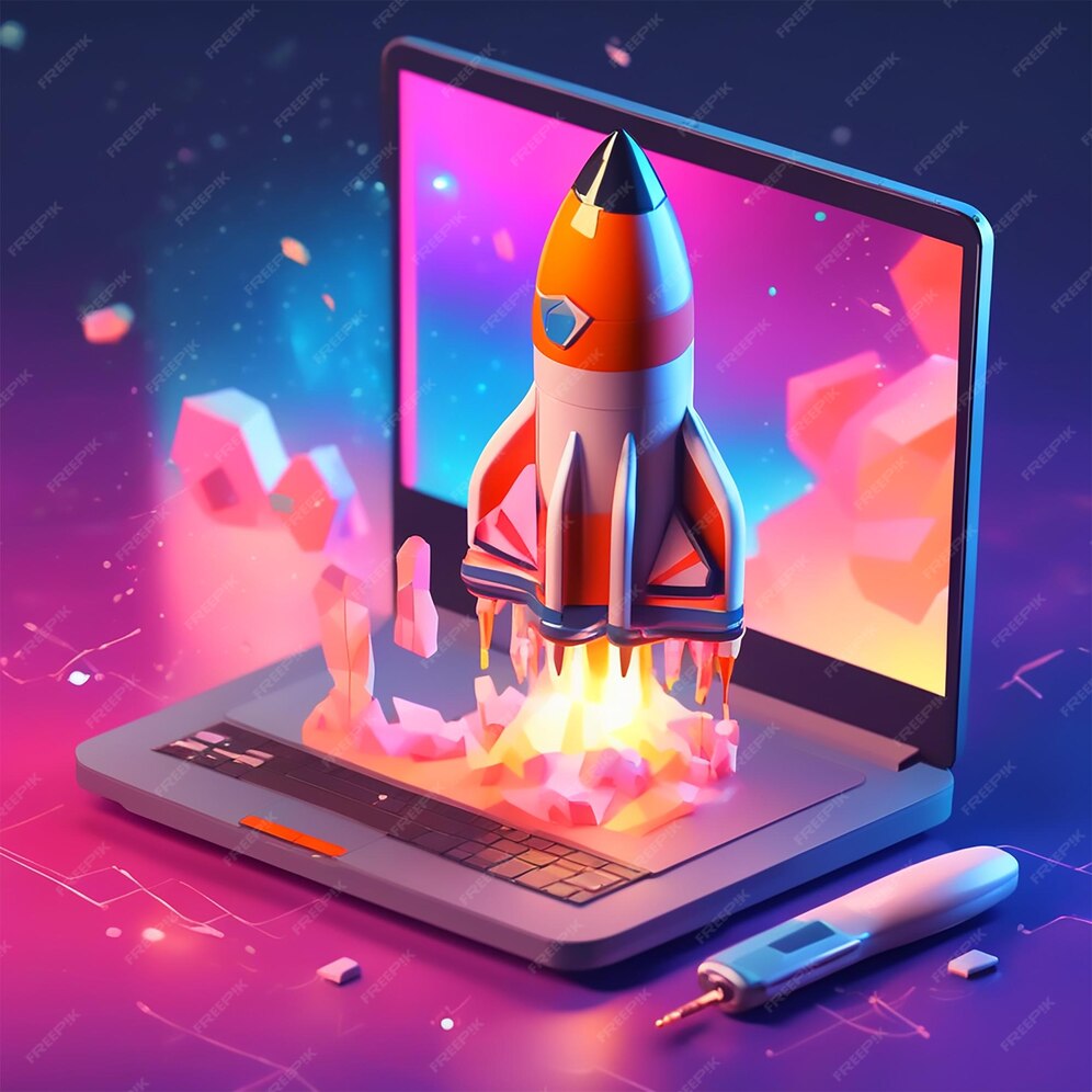 Premium AI Image | Launching Space Rocket From Laptop Screen Generative ... Premium AI Image | Launching Space Rocket From Laptop Screen Generative ...