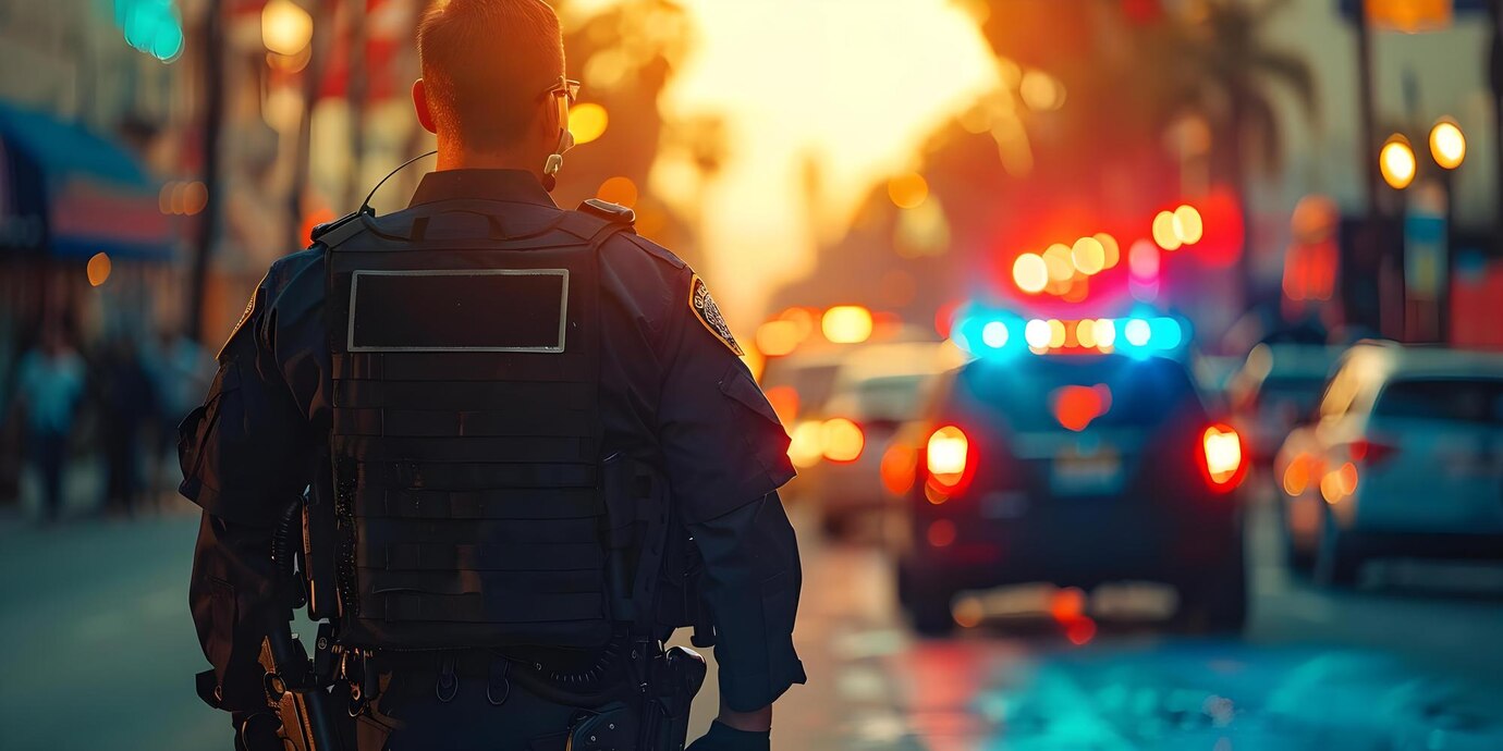 Premium Photo Law Enforcement Officer Secures Criminal In Urban