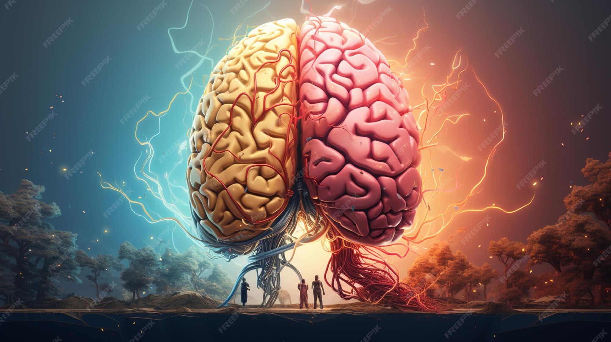 Premium AI Image | Left right human brain concept textured illustration ... Premium AI Image | Left right human brain concept textured illustration ...