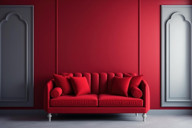 Premium AI Image | Leftside red sofa with copy space Premium AI Image | Leftside red sofa with copy space