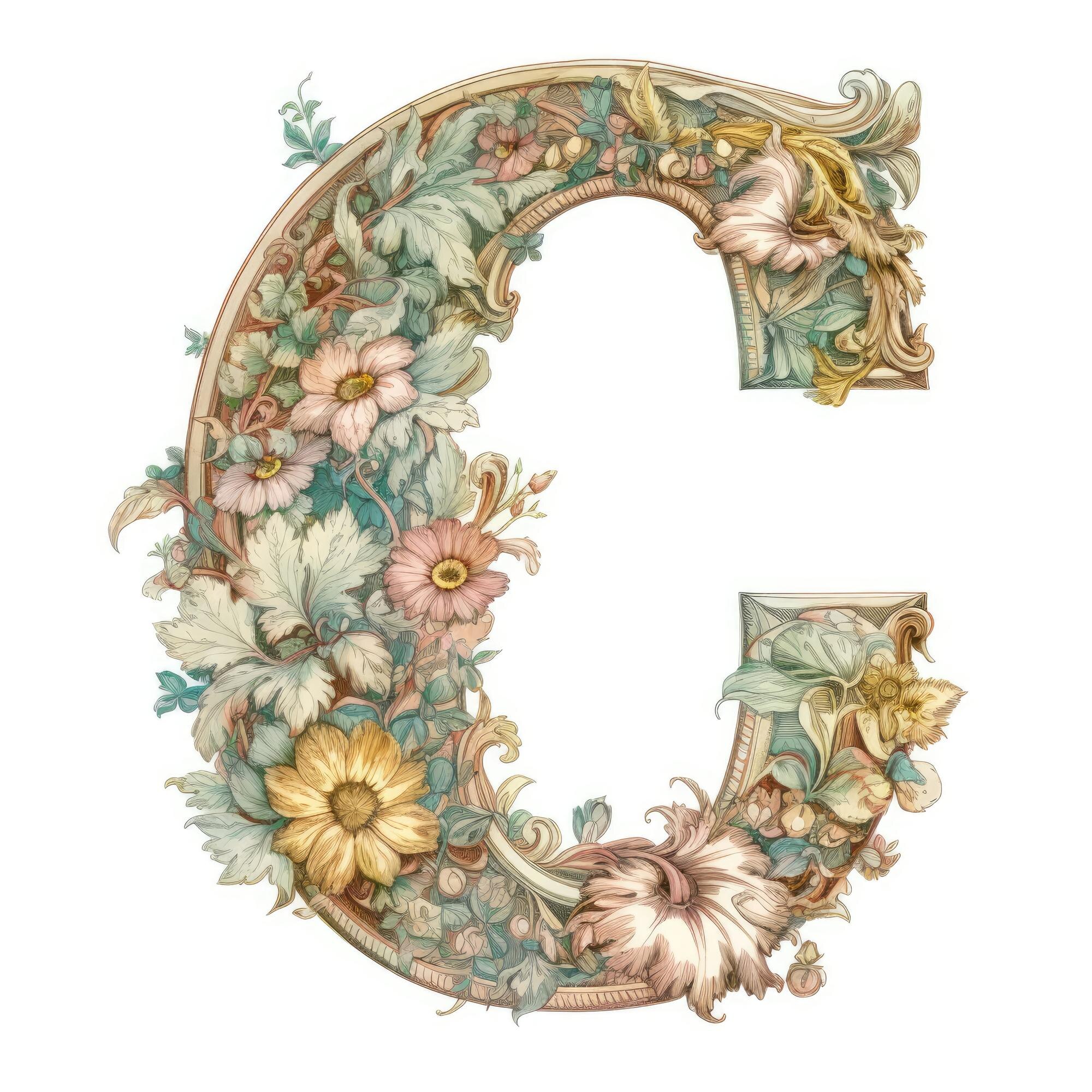 Premium AI Image | Letter C Floral monogram colorful Vintage ornament ... Premium AI Image | Letter C Floral monogram colorful Vintage ornament ...