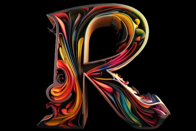 Premium Photo Letter R Graffiti Style On Black Background
