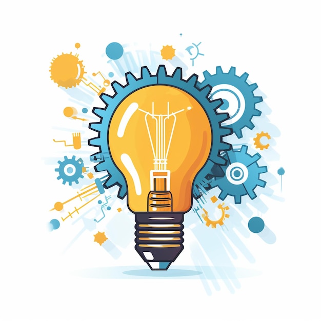 Premium Photo | Light Bulb With Gears And Gears In The Background Premium Photo | Light Bulb With Gears And Gears In The Background
