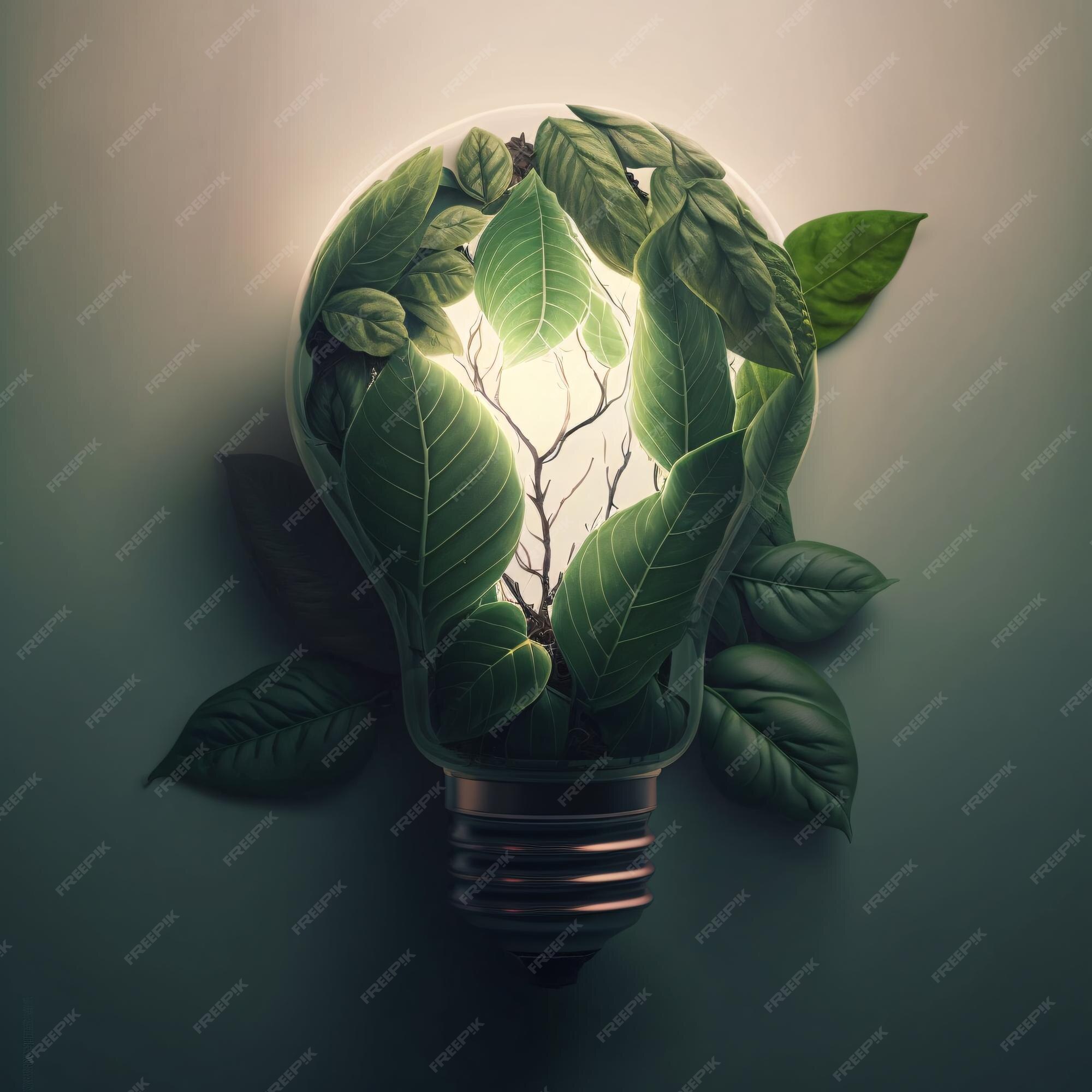 Premium Photo | A light bulb with leaves inside it with a light bulb on ... Premium Photo | A light bulb with leaves inside it with a light bulb on ...