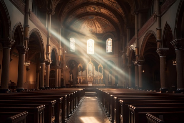 Light shining through the windows of a church | Premium AI-generated image Light shining through the windows of a church | Premium AI-generated image