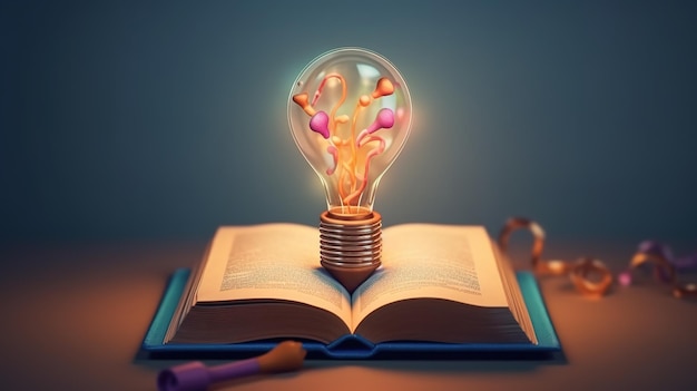 Premium AI Image | Lightbulb floating from open book Premium AI Image | Lightbulb floating from open book