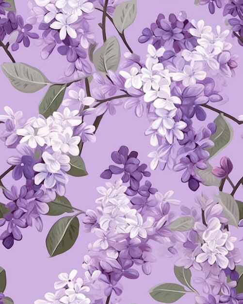 Premium AI Image | Lilac seamless pattern AI generative Premium AI Image | Lilac seamless pattern AI generative