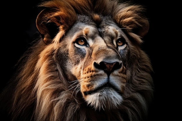 Premium AI Image | Lion king isolated on black background Generative AI Premium AI Image | Lion king isolated on black background Generative AI
