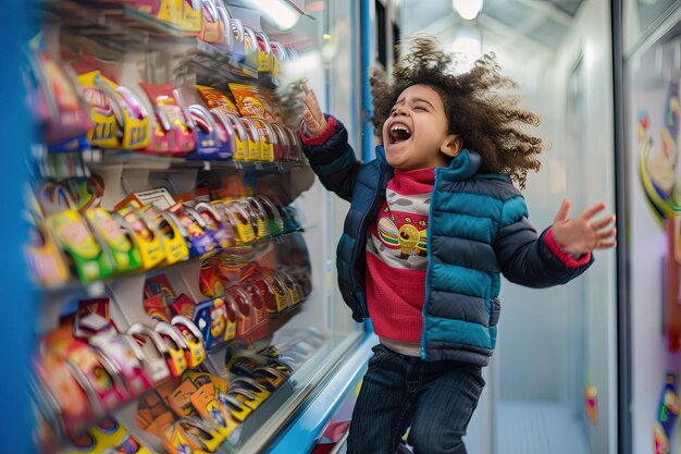 Premium Photo | A little girl is trying to get some snacks Premium Photo | A little girl is trying to get some snacks