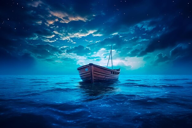 Premium AI Image | A lonely boat in the Ocean AI generated Premium AI Image | A lonely boat in the Ocean AI generated