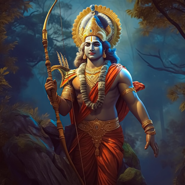 Premium AI Image | lord ram holding bow Premium AI Image | lord ram holding bow