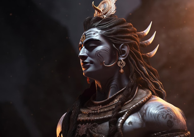 Premium Photo | Lord Shiva statue face dramatic photo generative AI Premium Photo | Lord Shiva statue face dramatic photo generative AI