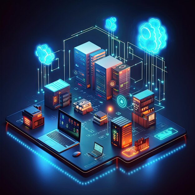 Premium Photo Loud Computing Technology And Online Data Storage For Business Network Concept