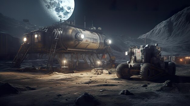 Premium AI Image | Lunar base ai generate Premium AI Image | Lunar base ai generate