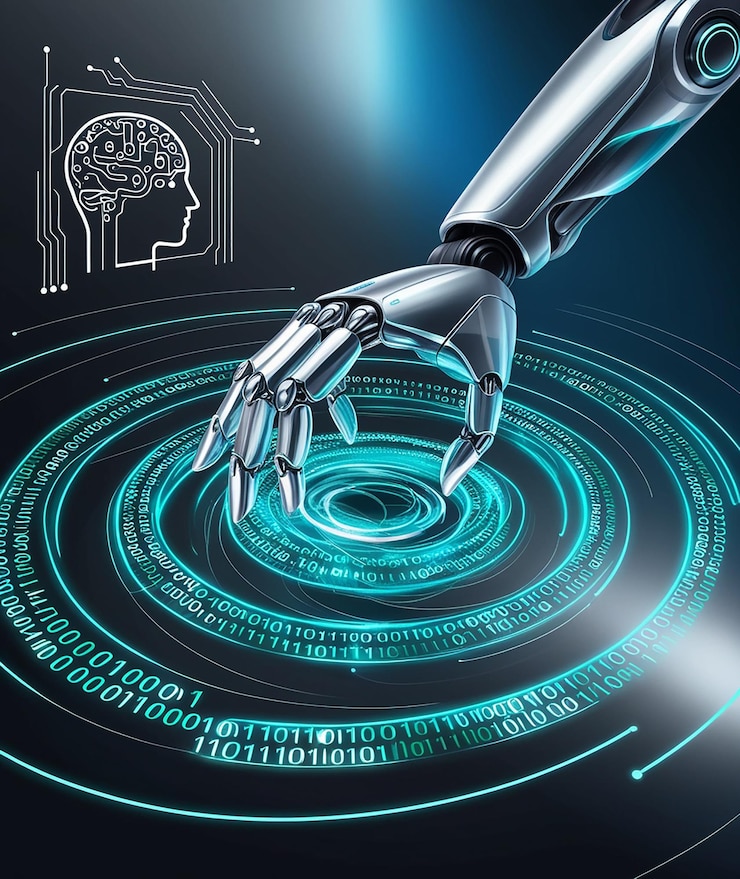 Machine Learning Hand Of Robot Touching On Binary Data Futuristic Artificial Intelligence Ai