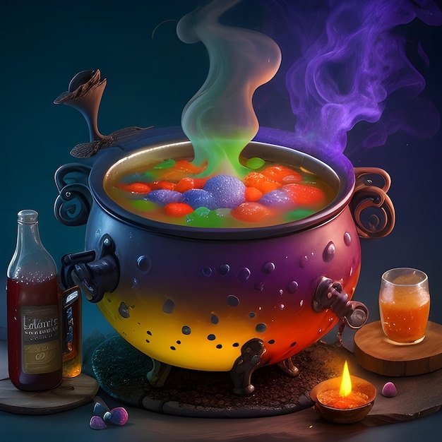 Premium AI Image | Magic Bottles of potion composition with large pot ... Premium AI Image | Magic Bottles of potion composition with large pot ...