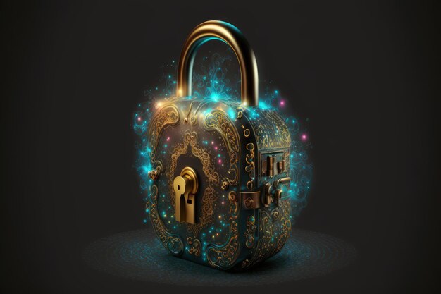 Premium AI Image | Magic padlock mystical lock digital illustration AI Premium AI Image | Magic padlock mystical lock digital illustration AI