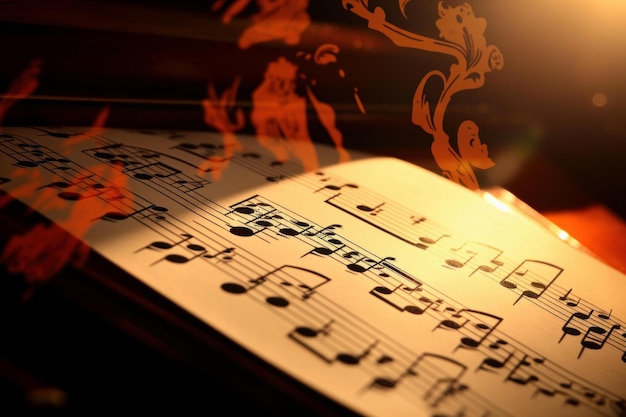 Premium Photo | Magical music notes floating from sheet music Premium Photo | Magical music notes floating from sheet music