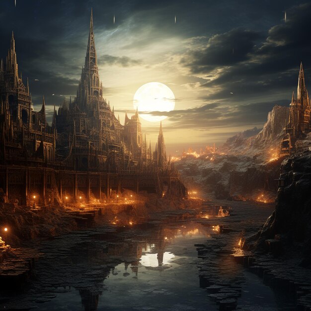 Premium AI Image | a magnificent medieval castle Premium AI Image | a magnificent medieval castle