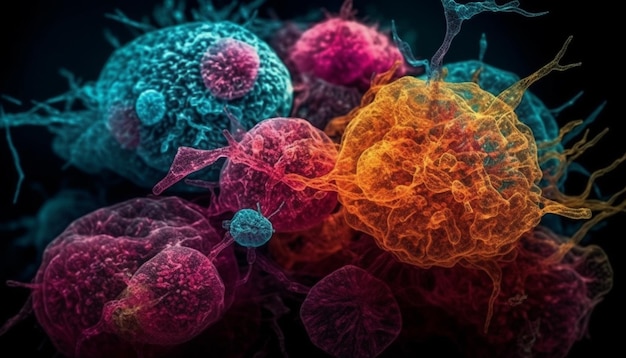 Premium AI Image | Magnified view shows cancer cells attacking brain ... Premium AI Image | Magnified view shows cancer cells attacking brain ...