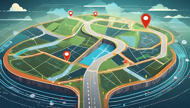 Premium Ai Image Main Road Throughout Map Navigation Mapping