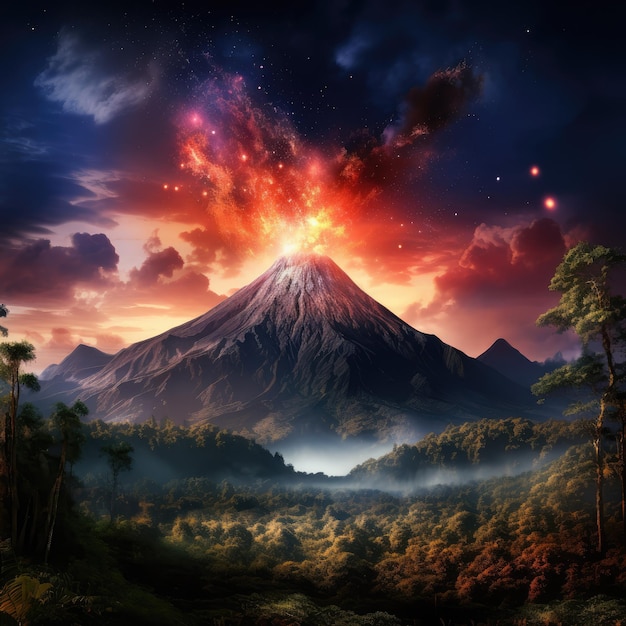 Premium AI Image | A majestic volcano landscape in Indonesia Premium AI Image | A majestic volcano landscape in Indonesia