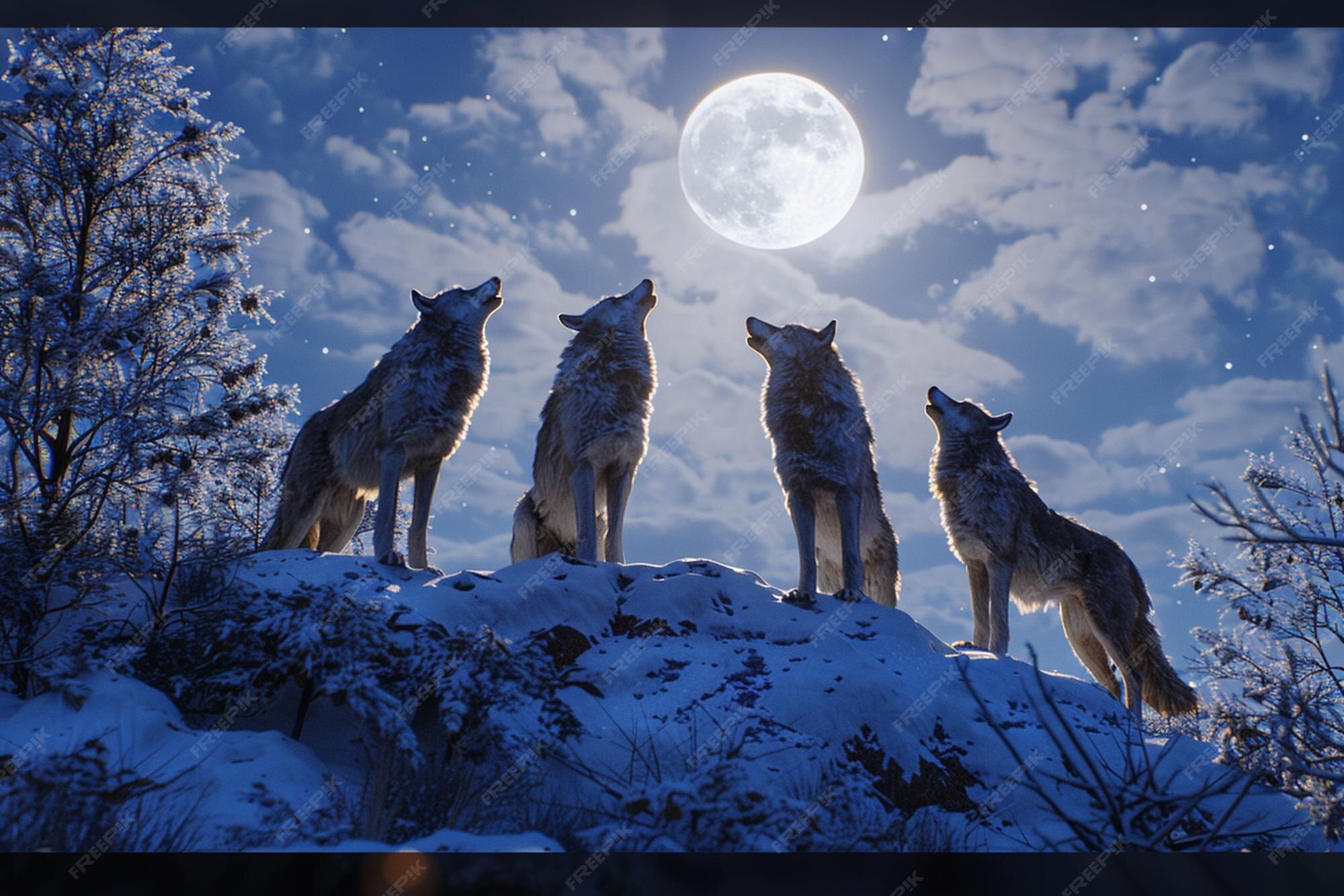 Premium Photo Majestic Wolves Howling At The Moon