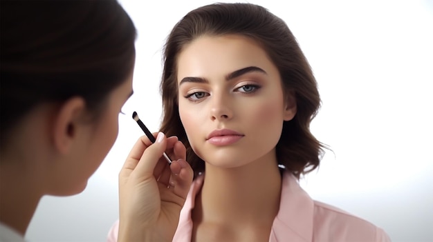 Premium Ai Image Makeup Artist Applying Professional Make Up To