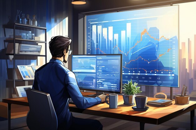 Premium AI Image | Man Analyst Exploring Insights AI Premium AI Image | Man Analyst Exploring Insights AI