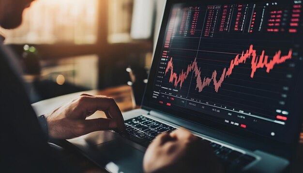 Man Analyzing Financial Data on Laptop | Premium AI-generated image Man Analyzing Financial Data on Laptop | Premium AI-generated image