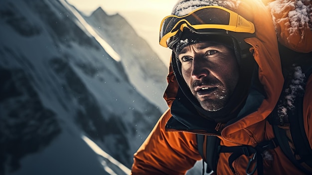 Premium Photo | Man climbing snow capped mountain AI Generated Premium Photo | Man climbing snow capped mountain AI Generated