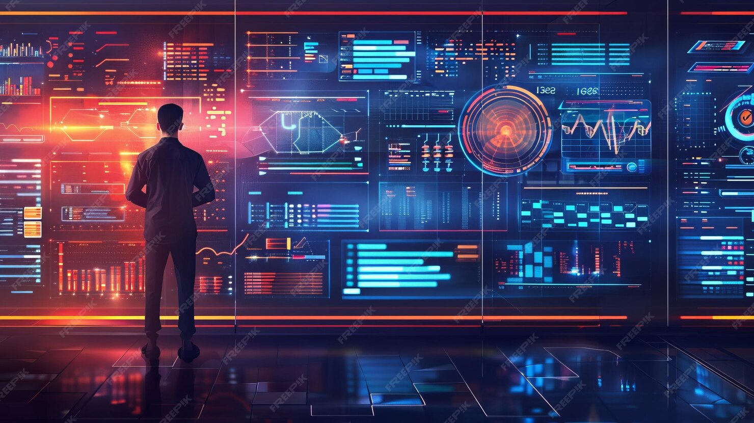 Premium Photo | Man computer programmer working on big data and computer code with data center ...