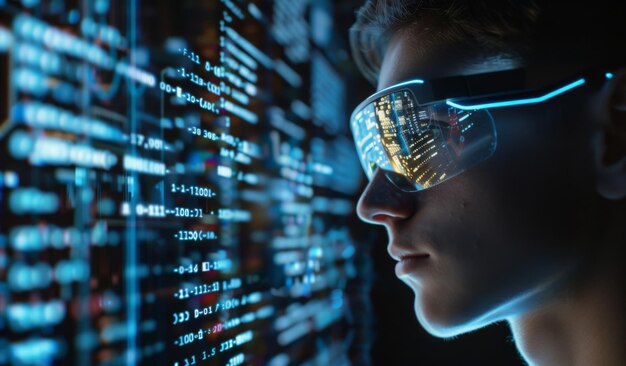 Premium Photo | Man data and code for network cybersecurity and ...