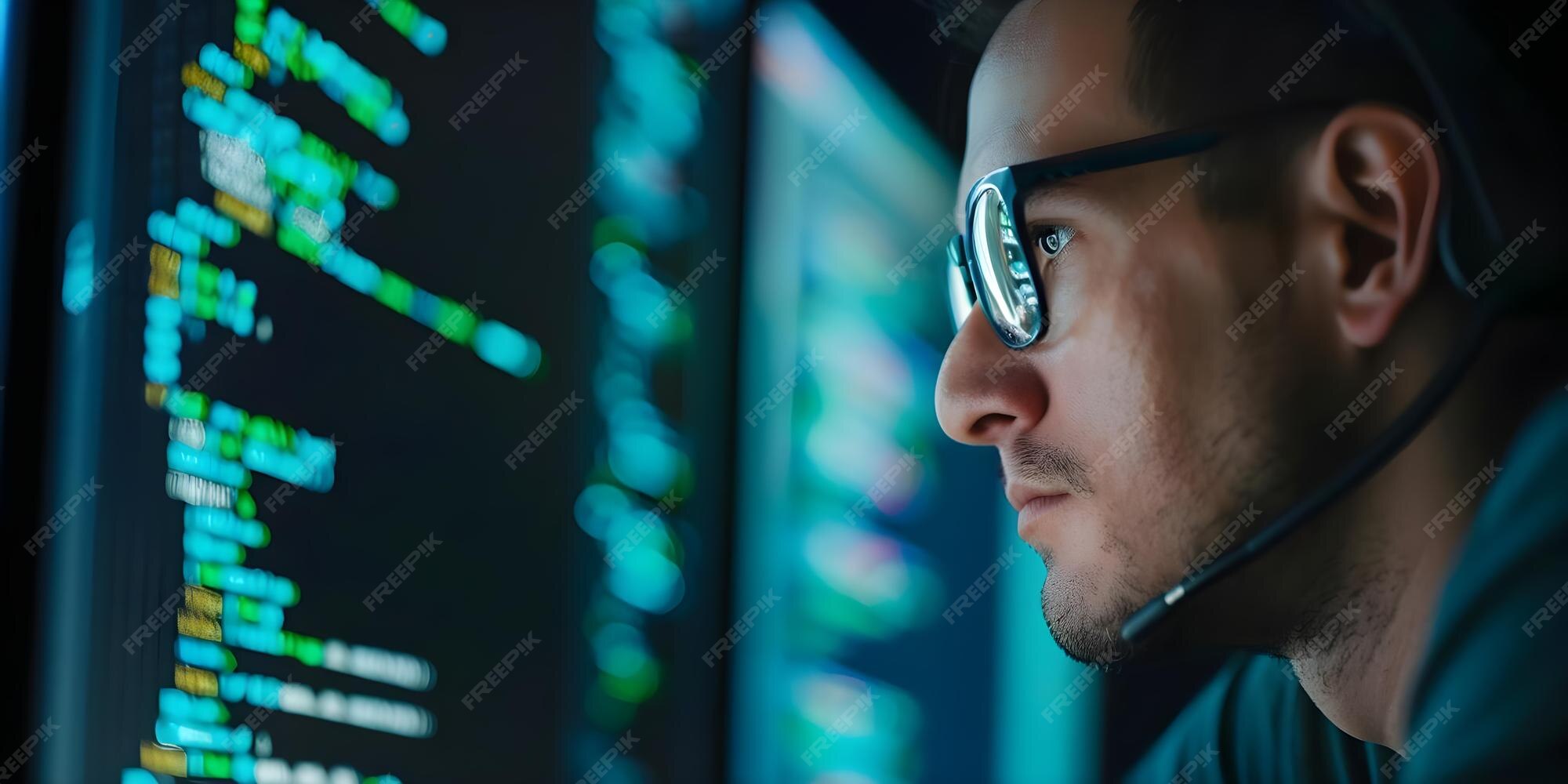 Man Diligently Learns Programming Absorbing Knowledge And Refining Coding Skills Concept