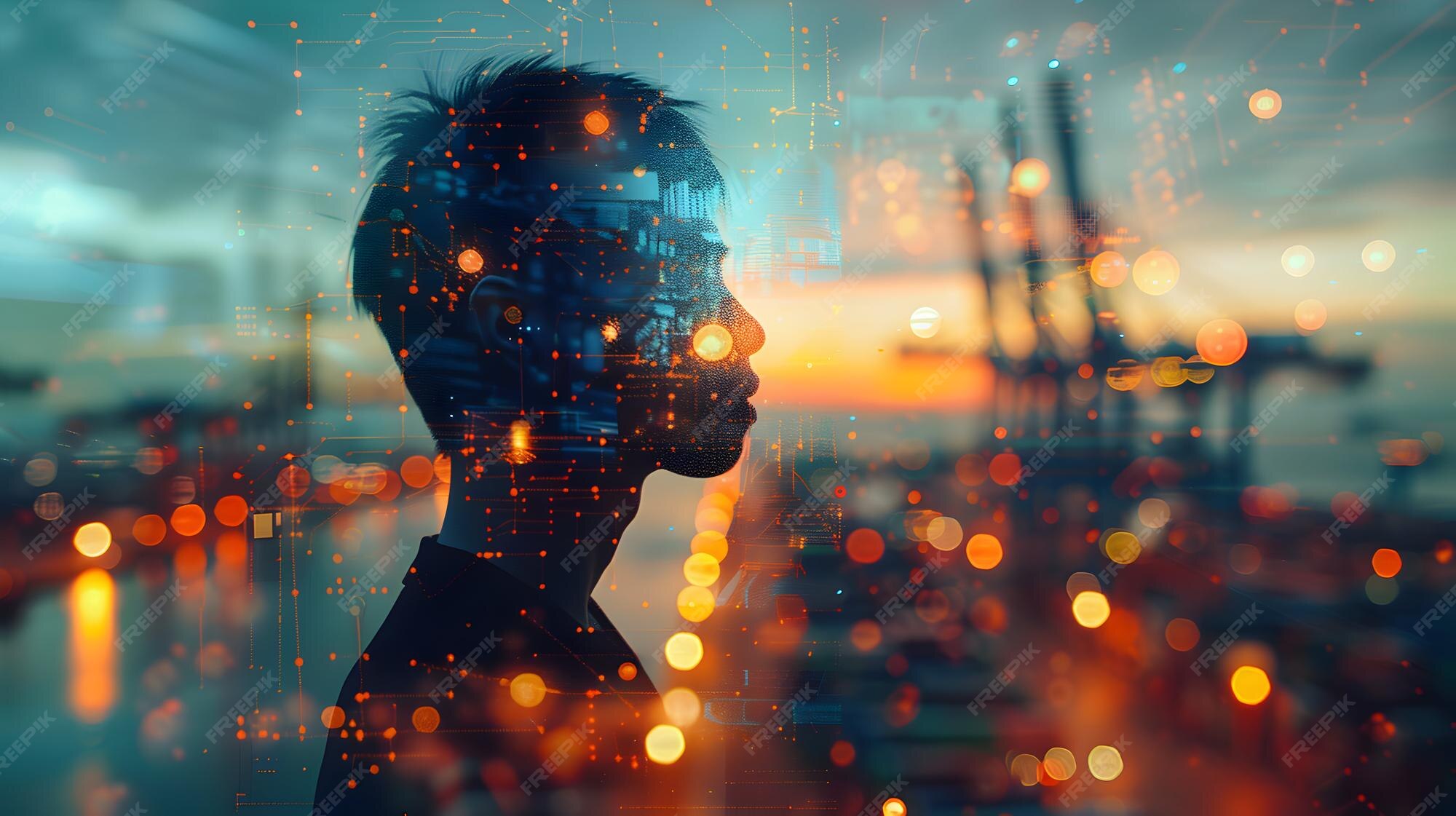 Premium Photo | Man Double Exposure with Digital Logistic Pathways ... Premium Photo | Man Double Exposure with Digital Logistic Pathways ...