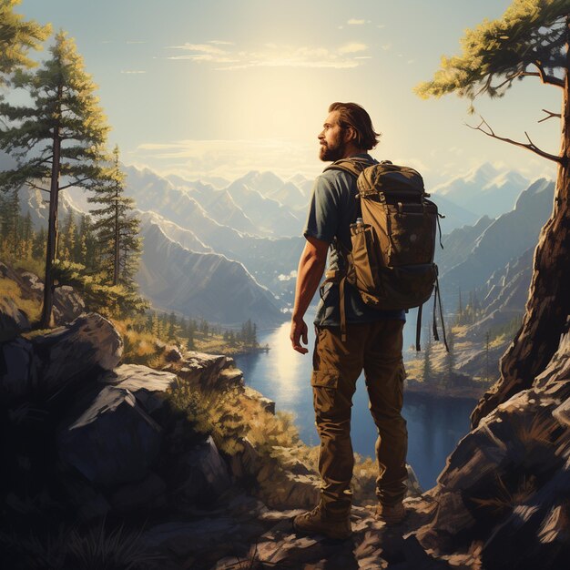 Premium Photo | Man exploring nature Ai generated Premium Photo | Man exploring nature Ai generated