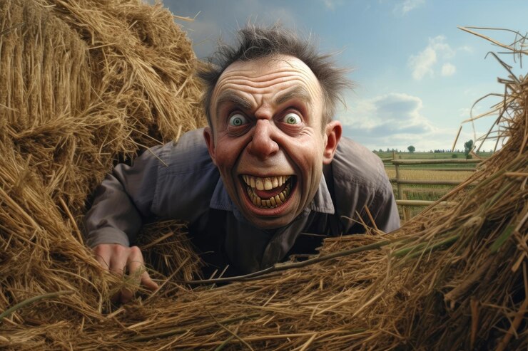 Premium Ai Image A Man In A Hay Bale