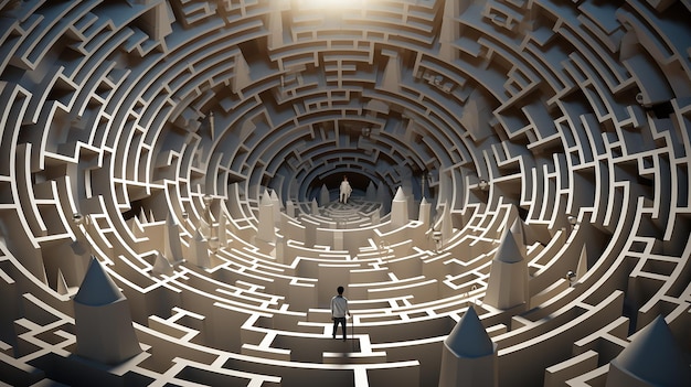 Premium AI Image | Man Navigating Maze Concept of Problem Solving Premium AI Image | Man Navigating Maze Concept of Problem Solving