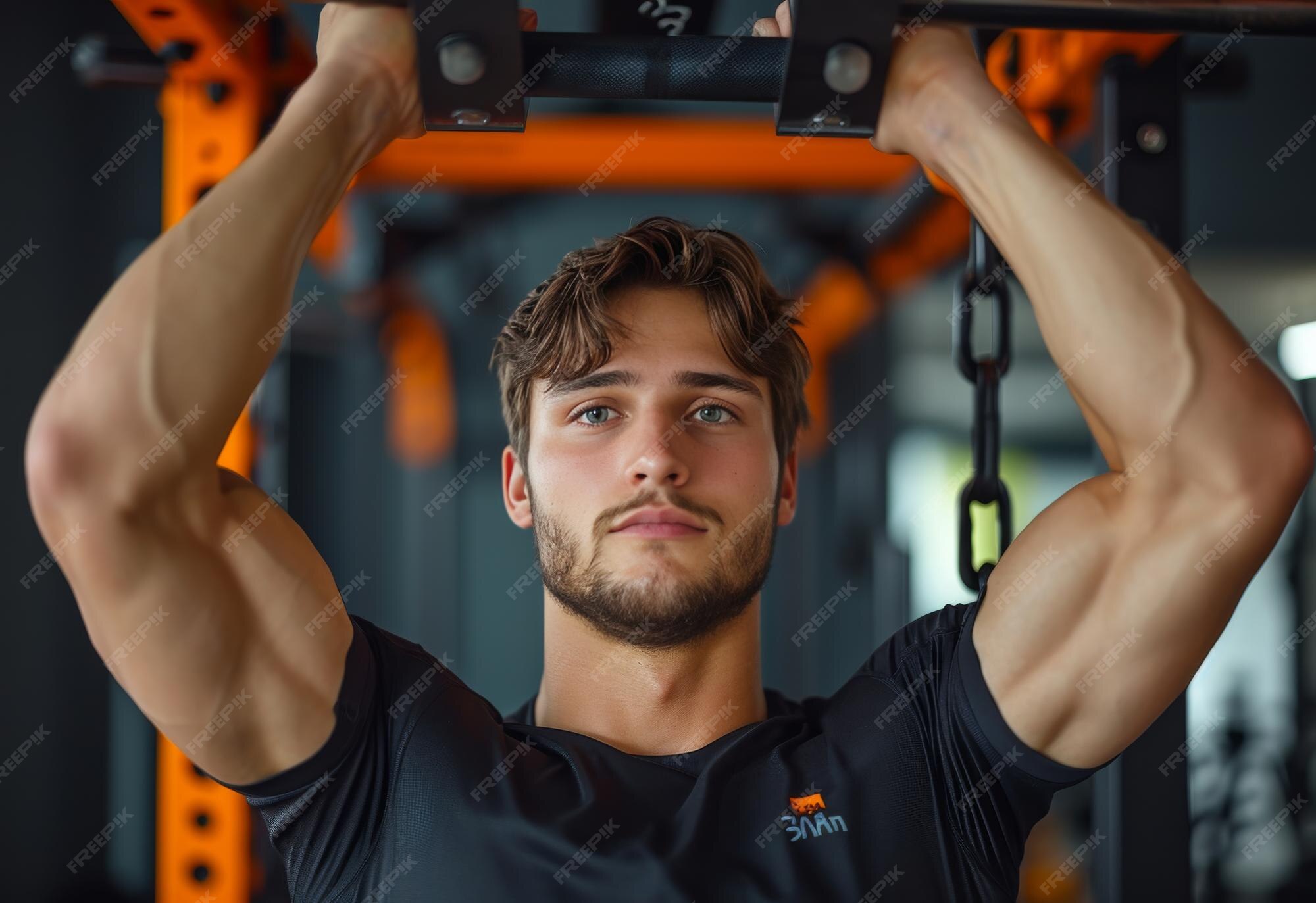 Premium Ai Image Man Performing Pullup Exercise At The Gym
