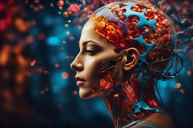 Premium Ai Image Man In Profile With Symbol Neurons In Brain Thinking
