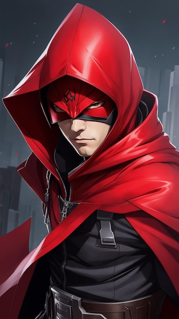 Premium Photo A Man In A Red Hood Generative Ai